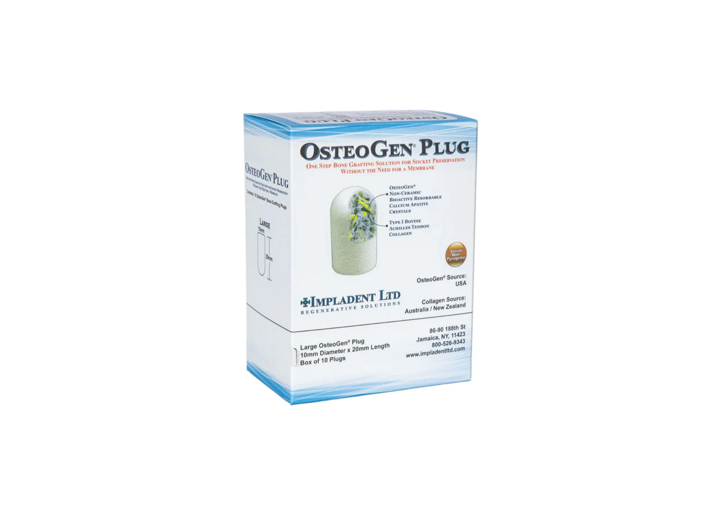 OsteoGen Bone Graft Plugs Large (10x20mm) - Pack of 10 | Osseoshop